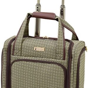 LONDON FOG Softside 15-Inch Under The Seat Bag, Tan Square Jacquard