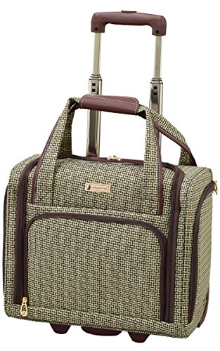 LONDON FOG Softside 15-Inch Under The Seat Bag, Tan Square Jacquard