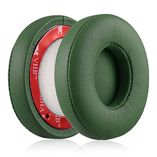 Solo 2/3 Wireless Earpads - JECOBB Replacement Ear Cushion Pads with Protein Leather and Memory Foam for Beats Solo 2.0/3.0 Wireless On Ear Headphones ONLY (Turf Green)