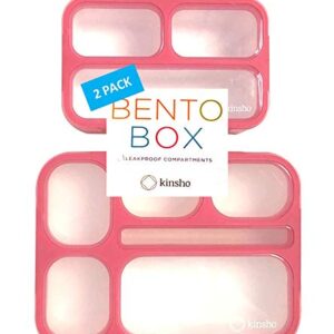 Bento Lunch Box and MINI Snack Container Set for Kids Women | Small and Large Leakproof Boxes for Lunches at Work School Daycare | Divided Portion Containers for Girls Teens Toddlers, Pink…