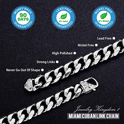 Necklace for Men Cuban Link Chain Polishing Silver Stainless Steel Curb Link Chain Necklace Men's Neck Jewelry,16-40" (22” Length, 12mm Width)