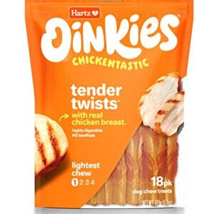 Hartz Oinkies Rawhide-Free Tender Treats Wrapped with Chicken Dog Treats Chews, 18 Count, Highly Digestible, No Artificial Flavors, Perfect for Smaller and Senior Dogs