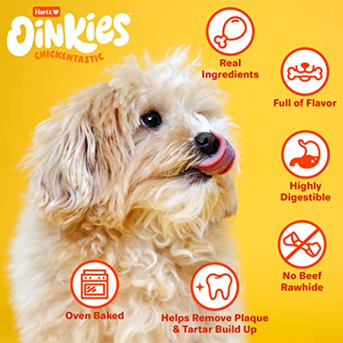 Hartz Oinkies Rawhide-Free Tender Treats Wrapped with Chicken Dog Treats Chews, 18 Count, Highly Digestible, No Artificial Flavors, Perfect for Smaller and Senior Dogs