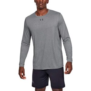 under armour men's locker 2.0 long sleeve shirt gray heather | black large