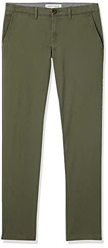 Amazon Essentials Men's Slim-Fit Casual Stretch Khaki Pant, Olive, 38W x 34L