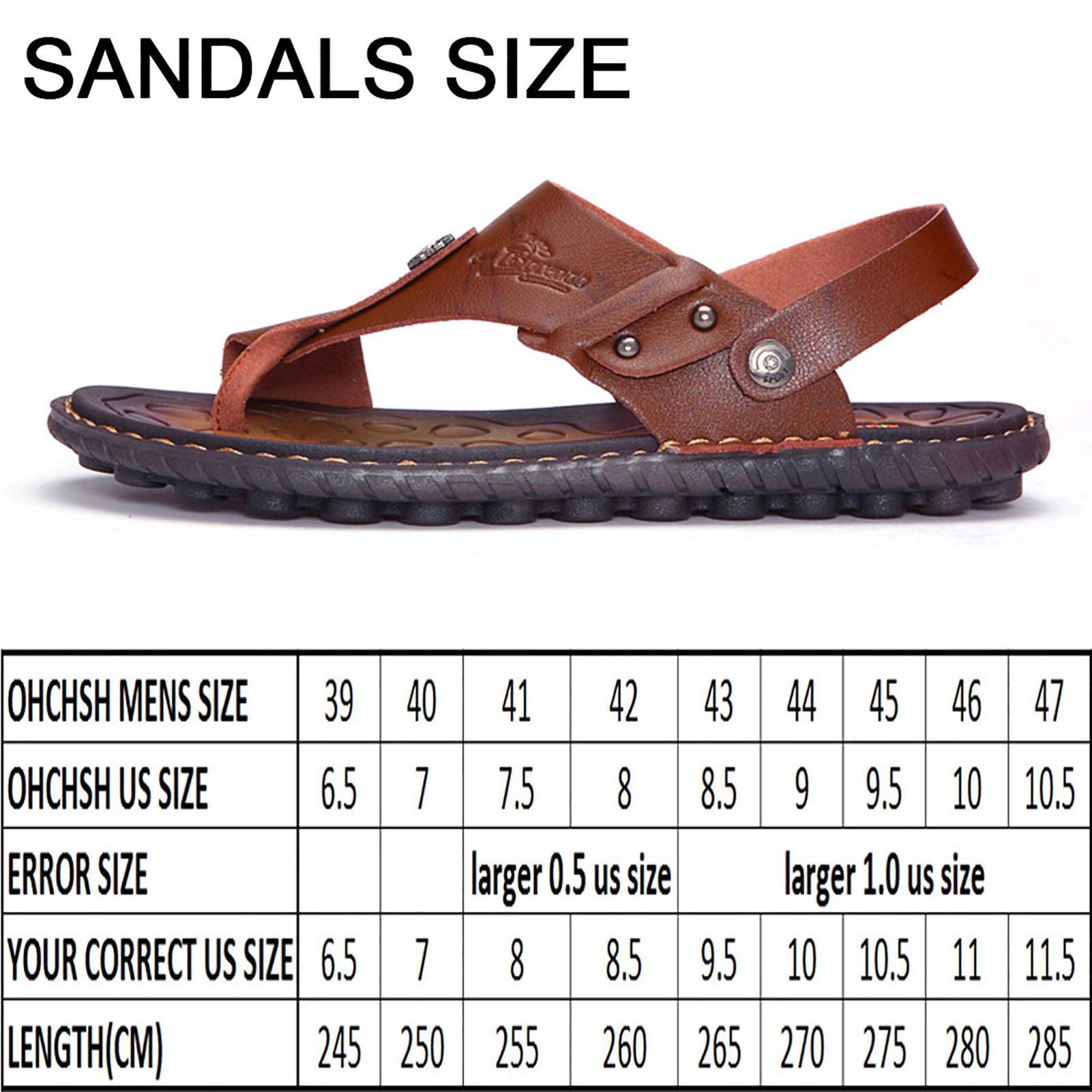 OHCHSH Flip Flops Mens Sandals Toe Ring Style Flat Sandals Shoes Microfiber Leather US 11 Coffee