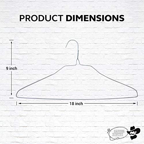 Wire Hangers in Bulk - 50 White Metal Hangers - 18 Inch Thin Standard Dry Cleaner Coated Steel