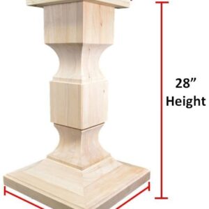 BingLTD - 28" Tall Unfinished Chelsea Square Pedestal Table Base (WH-Chelsea28-UNF)