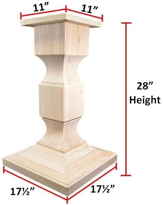 BingLTD - 28" Tall Unfinished Chelsea Square Pedestal Table Base (WH-Chelsea28-UNF)