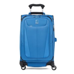 travelpro maxlite 5 softside expandable luggage with 4 spinner wheels, lightweight suitcase, men and women, azure blue, carry-on 21-inch