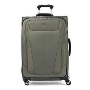 travelpro maxlite 5 softside expandable luggage with 4 spinner wheels, lightweight suitcase, men and women, slate green, checked-medium 25-inch