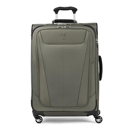 Travelpro Maxlite 5 Softside Expandable Luggage with 4 Spinner Wheels, Lightweight Suitcase, Men and Women, Slate Green, Checked-Medium 25-Inch