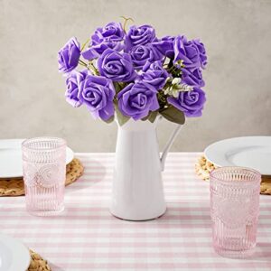 100 Pack Purple Artificial Flowers, Bulk Stemless Fake Foam Roses for Wedding, Decorations, Bouquets (3 in)