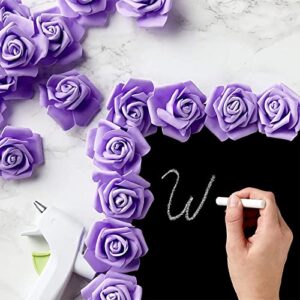 100 Pack Purple Artificial Flowers, Bulk Stemless Fake Foam Roses for Wedding, Decorations, Bouquets (3 in)