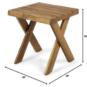 Christopher Knight Home Irene Outdoor Acacia Wood Side Table, Sandblast Teak Finish