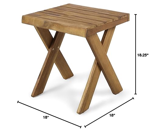 Christopher Knight Home Irene Outdoor Acacia Wood Side Table, Sandblast Teak Finish