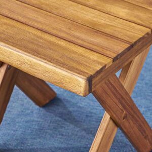 Christopher Knight Home Irene Outdoor Acacia Wood Side Table, Sandblast Teak Finish