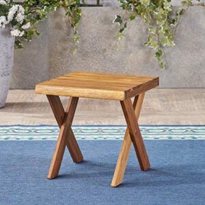 Christopher Knight Home Irene Outdoor Acacia Wood Side Table, Sandblast Teak Finish