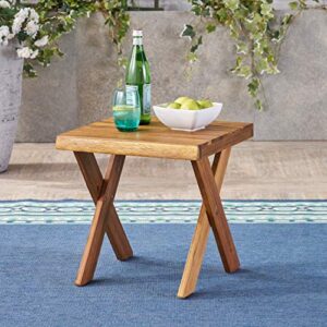 Christopher Knight Home Irene Outdoor Acacia Wood Side Table, Sandblast Teak Finish