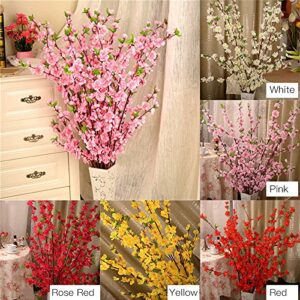 5Pcs Spring Peach Blossom Cherry Plum Bouquet Branch Silk Flower,Artificial Flowers Fake Flower for Wedding Home Office Party Hotel Yard Decoration