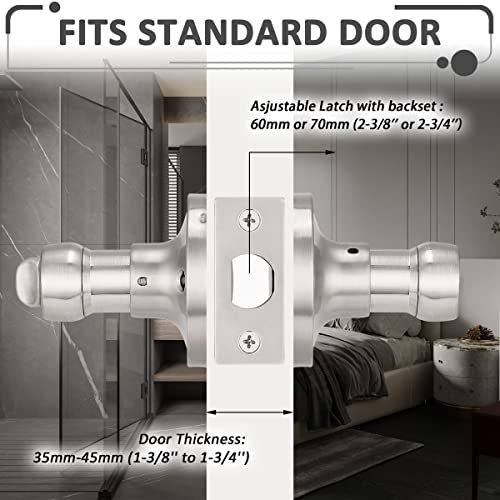 Probrico (3 Pack Entry Door Lever [Lock with 3 Keys],Locking Door Handle Set for Office or Front Door,Satin Nickel Finish Wave Entrance Door Lock with Key, Reversible Right & Left Side Handed