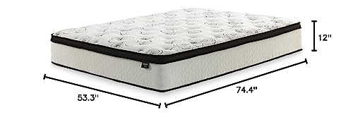 Signature Design by Ashley Full Size Chime 12 Inch Medium Firm Hybrid Mattress with Cooling Gel Memory Foam , White