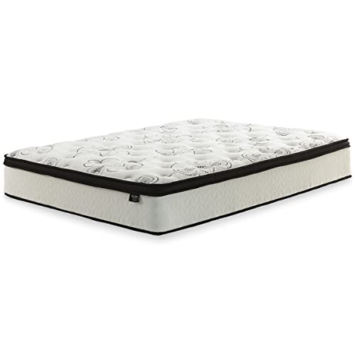 Signature Design by Ashley Full Size Chime 12 Inch Medium Firm Hybrid Mattress with Cooling Gel Memory Foam , White