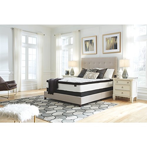 Signature Design by Ashley Full Size Chime 12 Inch Medium Firm Hybrid Mattress with Cooling Gel Memory Foam , White