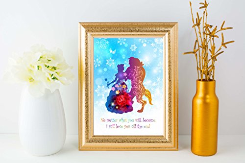 Uhomate Princess Belle Beauty and The Beast Beauty Beast Home Canvas Prints Wall Art Inspirational Quotes Wall Decor Living Room Bedroom Bathroom Artwork C019 (8X10)