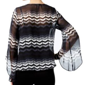 Alfani Womens Sheer Zigzag Pullover Blouse ombrezigzagbl PM - Petite