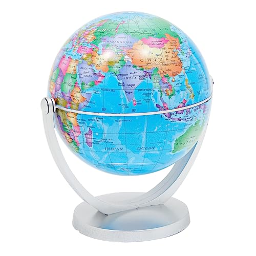 Juvale Spinning World Globe with Stand for Kids Learning, Classroom Desk, Students, Geography (4 in)