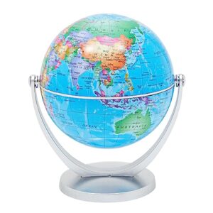 Juvale Spinning World Globe with Stand for Kids Learning, Classroom Desk, Students, Geography (4 in)