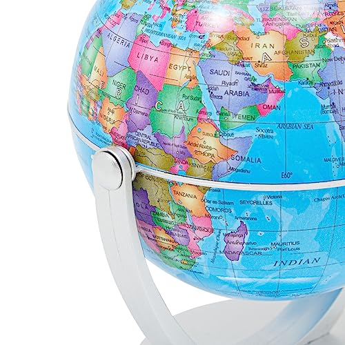 Juvale Spinning World Globe with Stand for Kids Learning, Classroom Desk, Students, Geography (4 in)