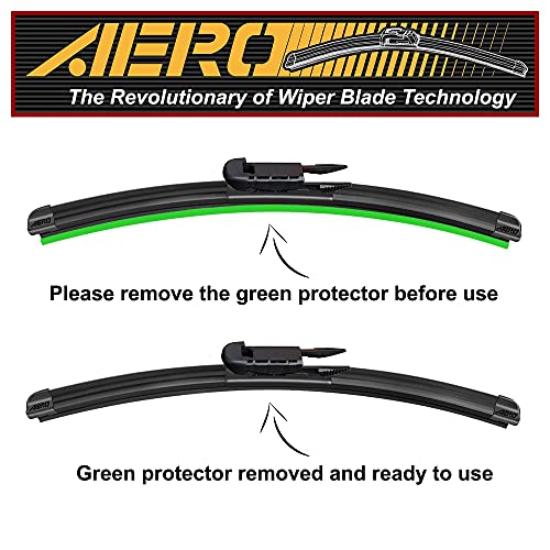 AERO Avenger 28"+28" I&L Pinch Tab Premium All-Season Beam Windshield Wiper Blades OEM Replacement for Ford Edge Escape Focus with Extra Rubber Refill + 1 Year Warranty (Set of 2)