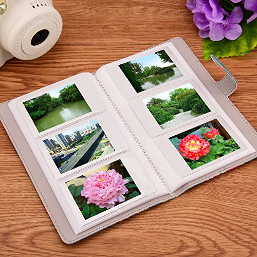 Sunmns Flower Wallet PU Leather Photo Album Compatible with Fujifilm Instax Mini 12 11 9 8 90 26 7s Instant Camera Film, Polaroid Snap Zip Z2300 PIC-300 Film (Retro Floral)