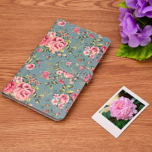 Sunmns Flower Wallet PU Leather Photo Album Compatible with Fujifilm Instax Mini 12 11 9 8 90 26 7s Instant Camera Film, Polaroid Snap Zip Z2300 PIC-300 Film (Retro Floral)