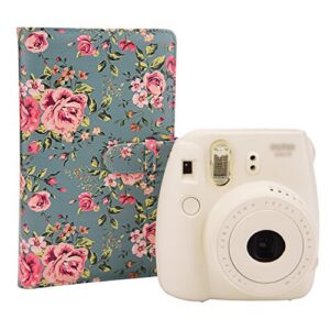 Sunmns Flower Wallet PU Leather Photo Album Compatible with Fujifilm Instax Mini 12 11 9 8 90 26 7s Instant Camera Film, Polaroid Snap Zip Z2300 PIC-300 Film (Retro Floral)