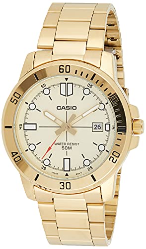 Casio MTP-VD01G-9EV Men's Enticer Gold Tone Stainless Steel Gold Dial Casual Analog Sporty Watch