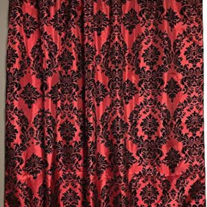 lovemyfabric Taffeta Flocking Damask Print Window Curtain Panel/Stage Backdrop/Photography Backdrop-Black on Red (2, 56"X84")