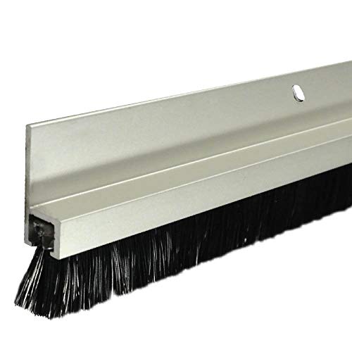 Clear Anodized Aluminum Door Bottom Sweep with 5/8'' Nylon Brush (72918CA), SMS #6 x 1/2'' Supplied, (5/16'' W x 1'' H x 48'' L)