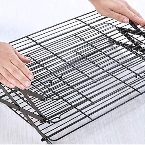 Wilton 3-Tier Folding Cooling Grid - Cool Dozens of Cookies or Treats on an Expandable Cooling Rack, Collapse for Easy Storage, 10 x 16-Inch