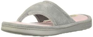 dearfoams womens melanie colorblocked microfiber terry thong shoe slipper, sleet, large us