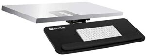 mount-it! adjustable under desk keyboard tray, ergonomic computer keyboard and mouse platform with wrist rest pad, keyboard slide out tray with height, tilt and swivel adjustment, black (mi-7132)