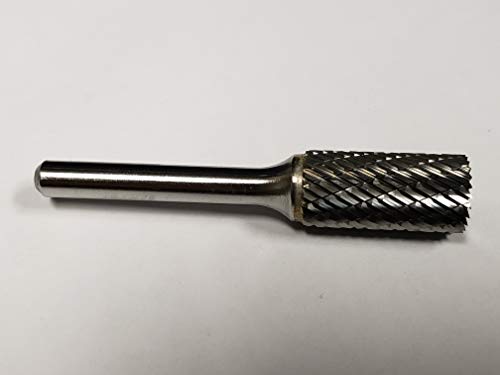 YUFUTOL SB-5 Tungsten Carbide Burr Cylinder Shape Double Cut Rotary Burrs File(1/2''cutter Dia ， 1''Cutter Length) with 1/4'' (6.35mm) Shank dia