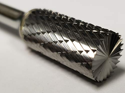 YUFUTOL SB-5 Tungsten Carbide Burr Cylinder Shape Double Cut Rotary Burrs File(1/2''cutter Dia ， 1''Cutter Length) with 1/4'' (6.35mm) Shank dia