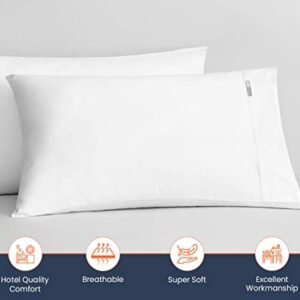 SGI King Size Pillow Case Egyptian Cotton Luxury Soft 1000 Thread Count Pillow Cover White Solid Sateen Weave for Soft & Silky Feel Long Staple Cotton Set of 2