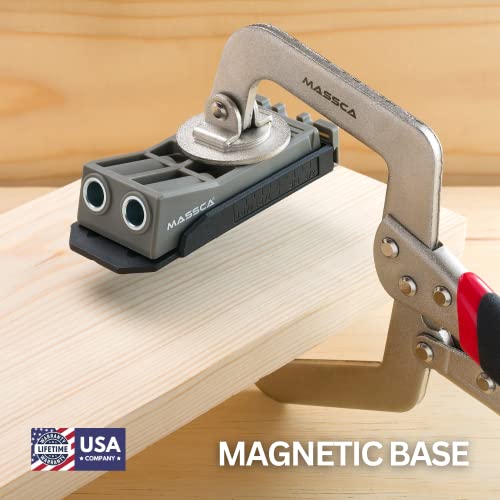 Massca Twin Pocket Hole Jig Kit – Adjustable & Easy to Use Joinery Pocket Screw Jig for Woodworking - Pocket Jig Tool with Drill Bit, Hex Key & Stop Collar – For DIY Carpentry Projects