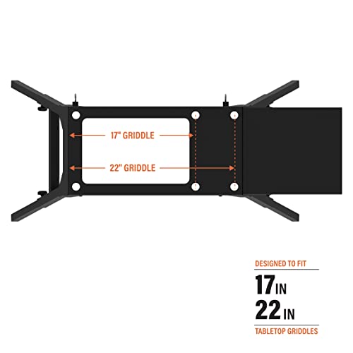 Blackstone Universal Griddle Stand with Adjustable Leg and Side Shelf - Made to fit 17” or 22” Propane Table Top Griddle – Perfect Take Along Grill Accessories for Outdoor Cooking and Camping (Black)