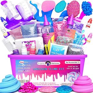 original stationery unicorn slime kit, slime kit for girls 10-12 to make amazing unicorn slime for girls and glow in the dark unicorn slime for kids