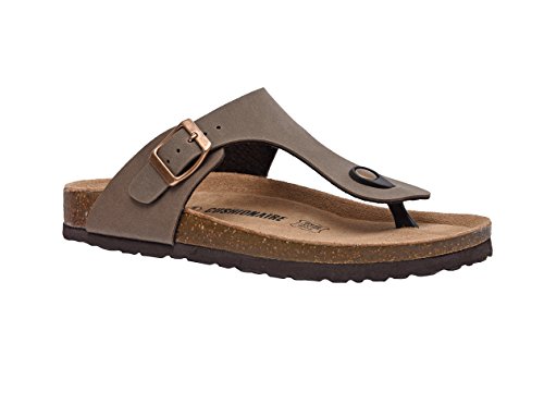 CUSHIONAIRE Women's Leah Cork footbed Sandal with +Comfort BROWN, 8